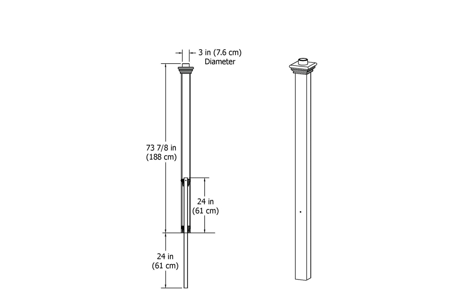 4X4 Lamp Post with Mount Kit